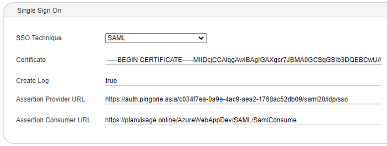 Single Sign-On - Planvisage